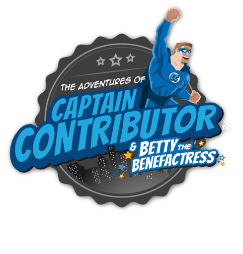 Captain Contributor and Betty the Benefactress | Benefits Super Heroes